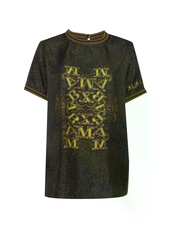 Max Mara Leopard Print Silk Crewneck Top