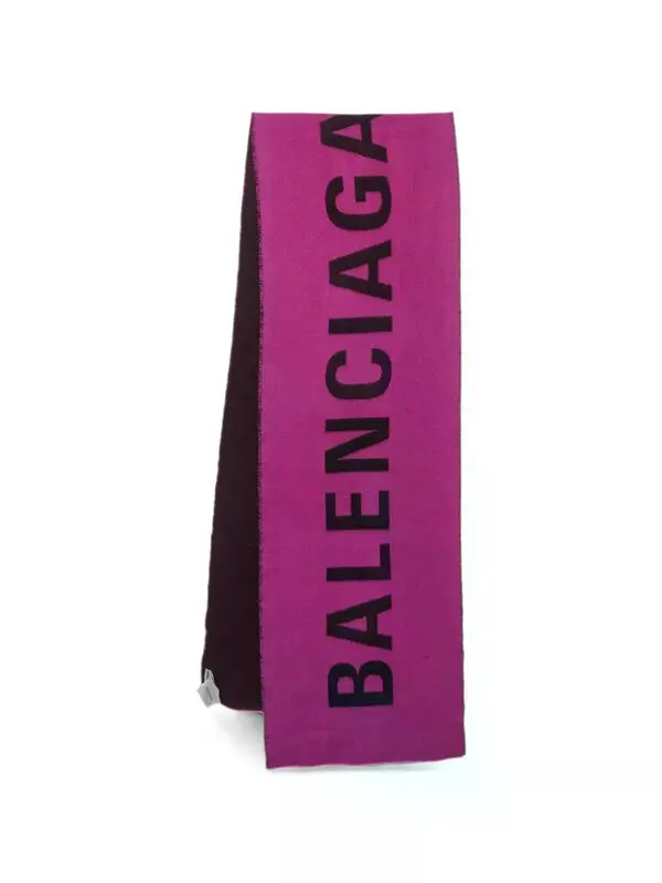 Balenciaga Logo-detail Wool Scarf - Pink