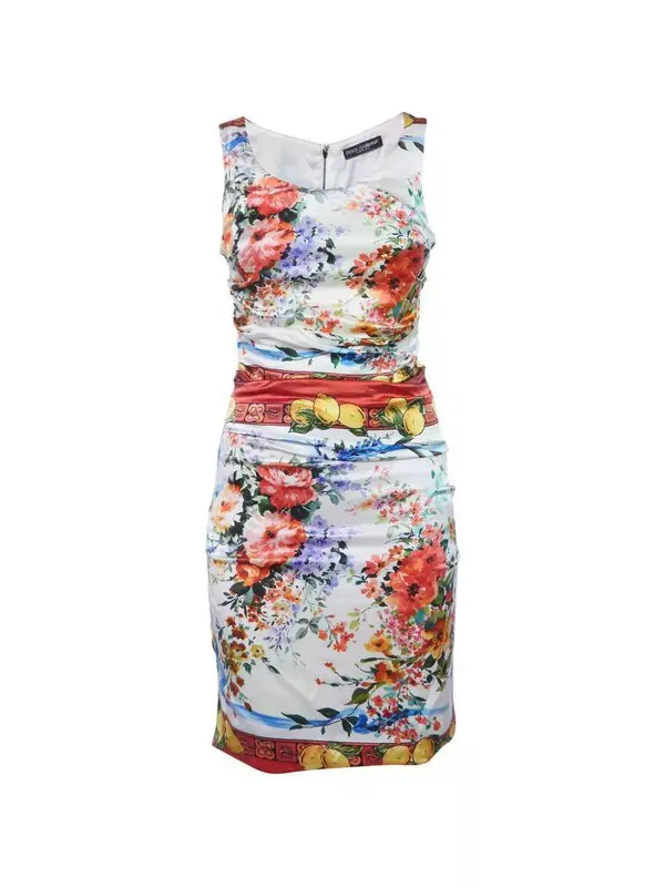 Dolce & Gabbana Floral Print Ruched Mini Dress