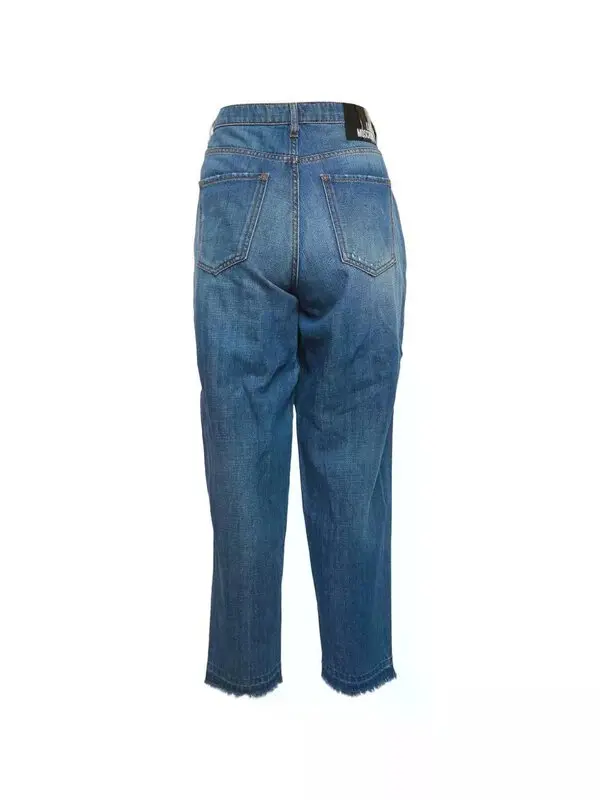 Moschino Distressed Heart Button Tapered Jeans