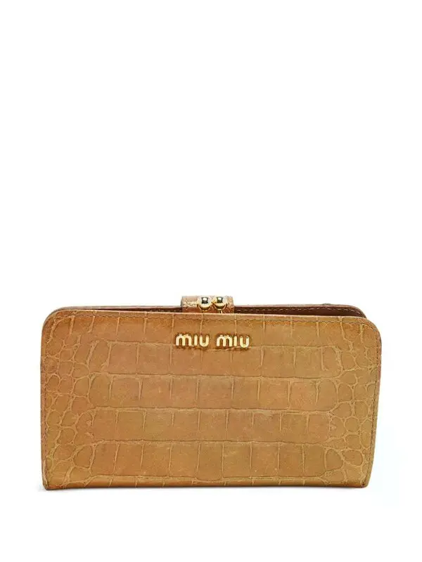 Miu Miu Croc-embossed Leather Wallet - Brown