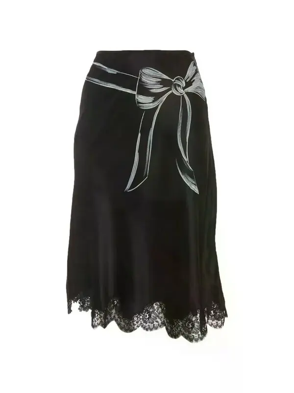 Moschino Bow-print Lace-trimmed Skirt
