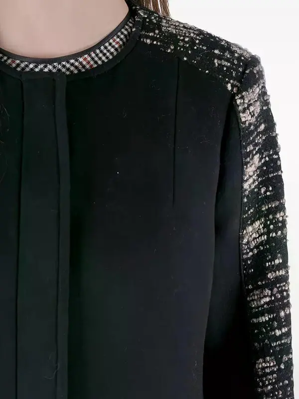 Rebecca Taylor Contrast Sleeve Zip Front Coat