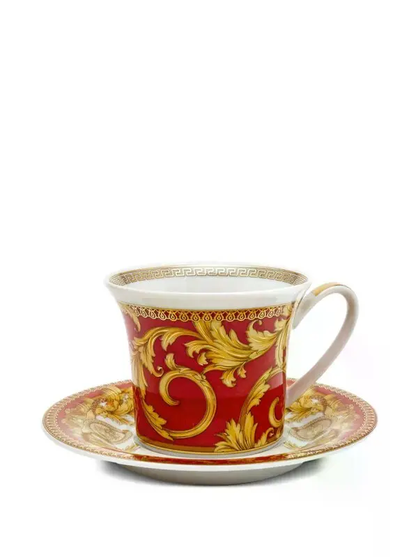 Versace Porcelain Espresso Cup & Saucer - Red
