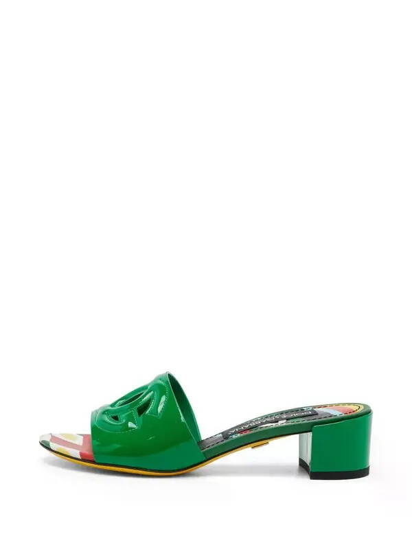 Dolce & Gabbana Cut-out Logo Sandals - Green