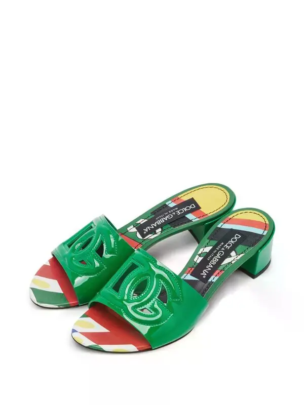 Dolce & Gabbana Cut-out Logo Sandals - Green
