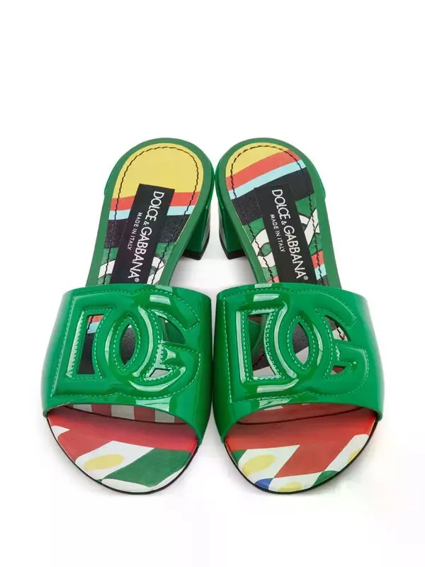 Dolce & Gabbana Cut-out Logo Sandals - Green