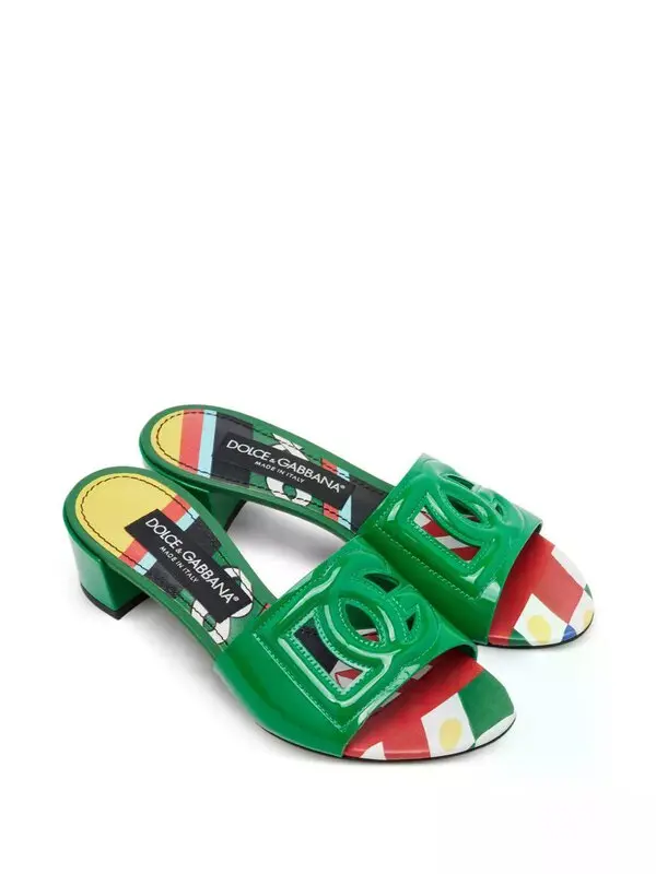 Dolce & Gabbana Cut-out Logo Sandals - Green