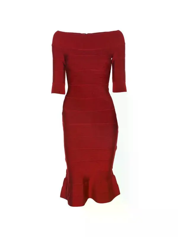 Herve Leger Off-shoulder Midi Dress