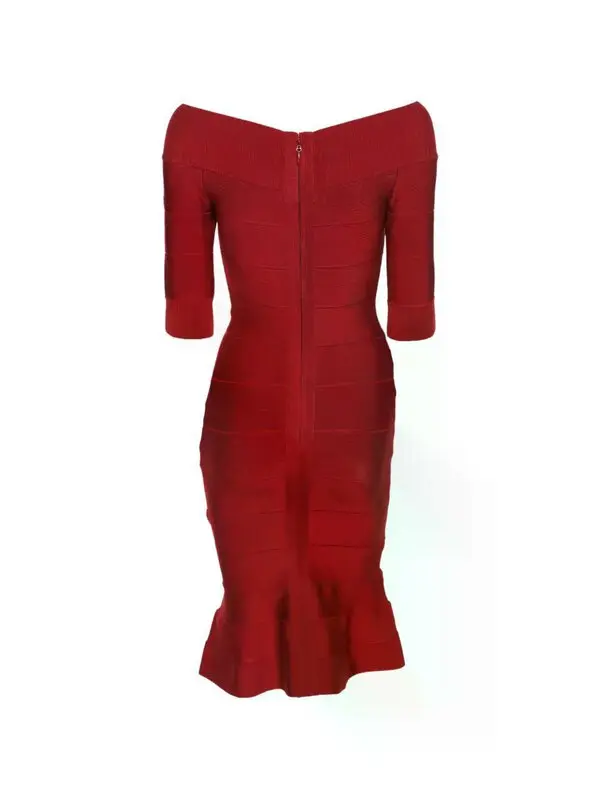 Herve Leger Off-shoulder Midi Dress