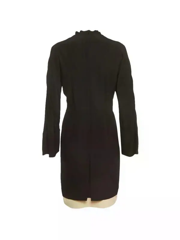 Marni Silk V-neck Long Sleeve Bow Detail Mini Dress