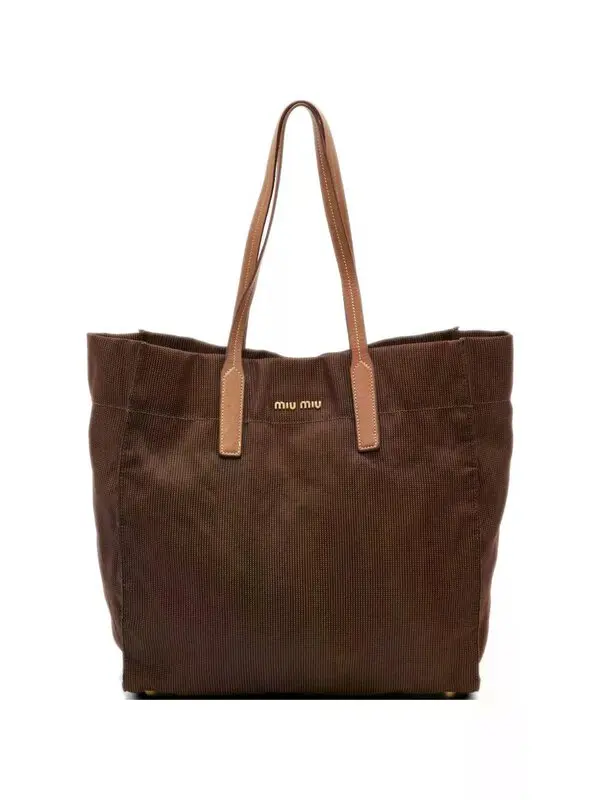 Miu Miu Leather-trimmed Shopper Tote Bag