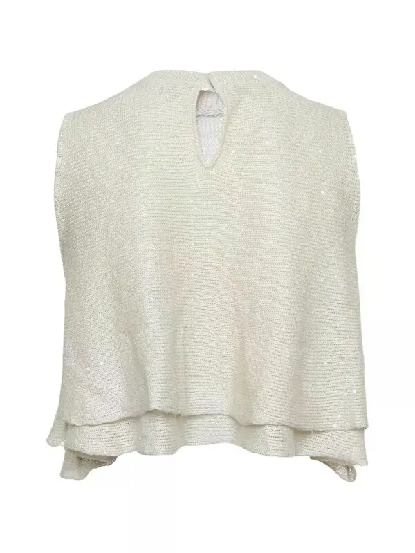 Brunello Cucinelli Sequin Embellished Flared Knit Top