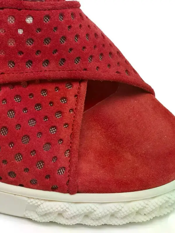 Casadei Mesh Suede Wedge Sandals