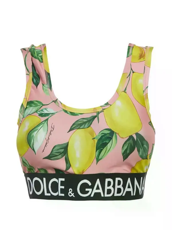 Dolce & Gabbana Lemon-print Sports Bra - Pink