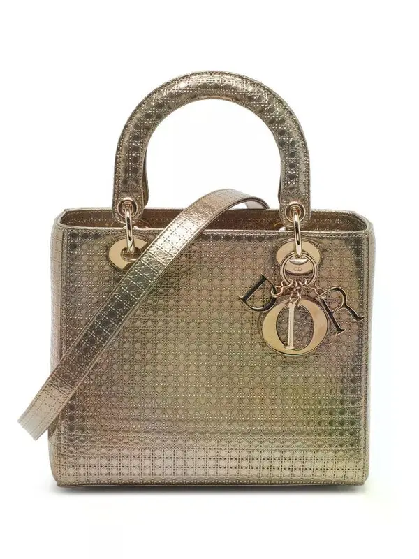 Dior Medium Lady Microcannage Tote Bag - Gold