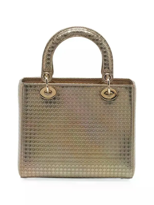 Dior Medium Lady Microcannage Tote Bag - Gold