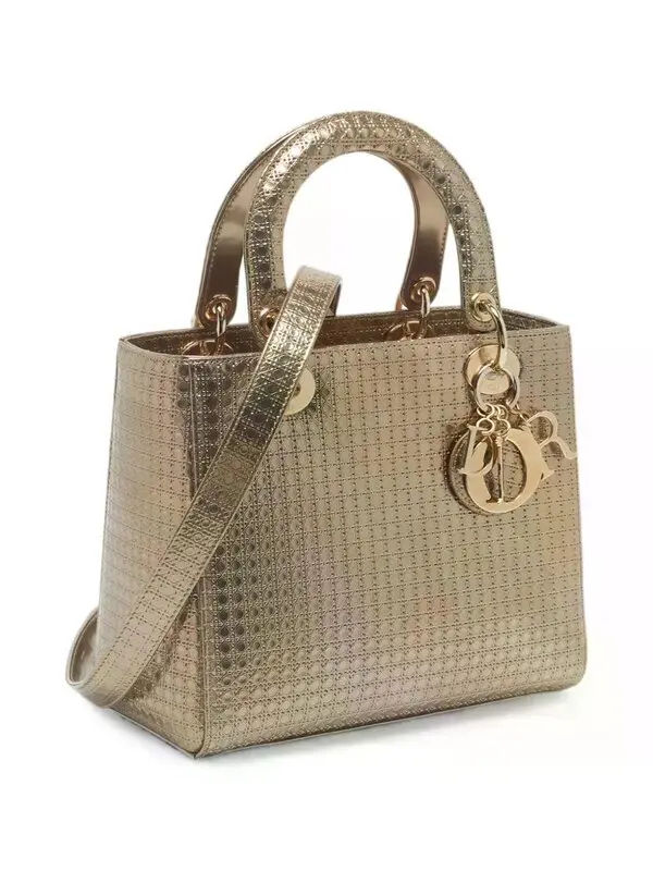 Dior Medium Lady Microcannage Tote Bag - Gold