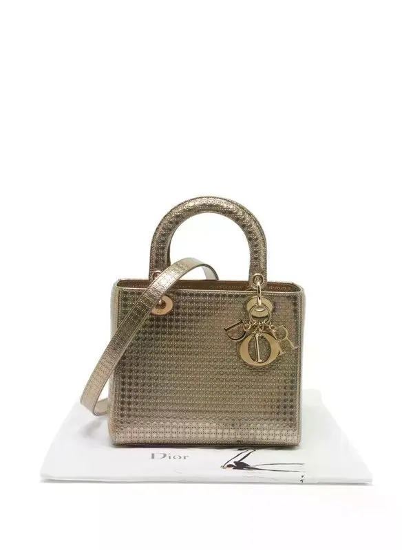 Dior Medium Lady Microcannage Tote Bag - Gold