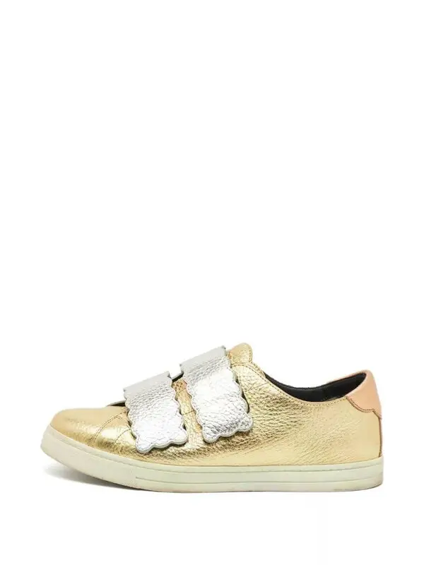Fendi Metallic Scalloped Touch-strap Sneakers