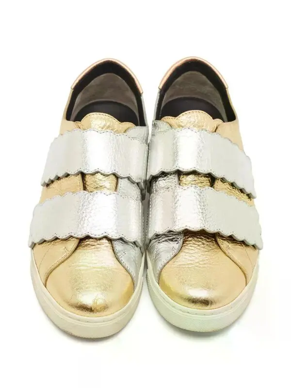 Fendi Metallic Scalloped Touch-strap Sneakers