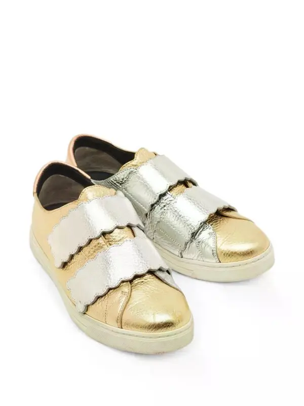 Fendi Metallic Scalloped Touch-strap Sneakers