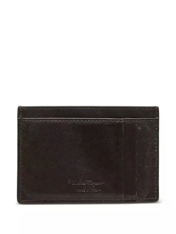 FERRAGAMO Diagonal-stripe Card Holder - Brown