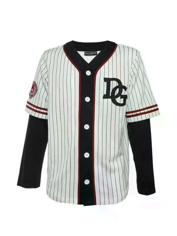 Dolce & Gabbana Layered Striped Baseball Shirt