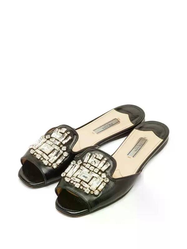 Prada Embellished Patent Leather Sandals