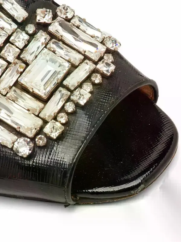 Prada Embellished Patent Leather Sandals