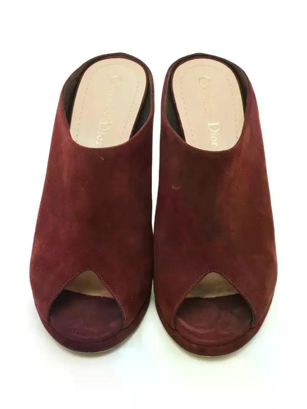 Dior Burgundy Suede Open-toe Wedge Sandals
