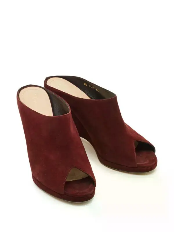 Dior Burgundy Suede Open-toe Wedge Sandals