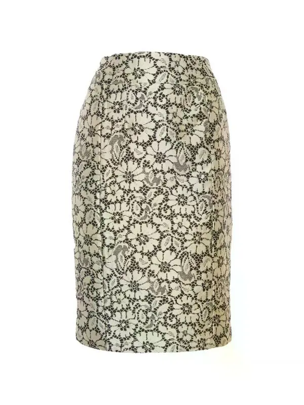 Burberry Brocade Lace Pencil Midi Skirt