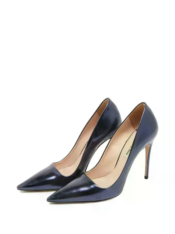 Miu Miu Pointed-toe Metallic Leather Heeled Pumps