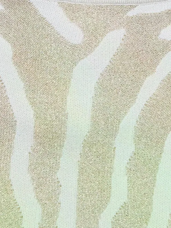 Balmain Mini Zebra-intarsia Metallic-knit Skirt - White