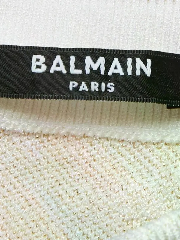 Balmain Mini Zebra-intarsia Metallic-knit Skirt - White