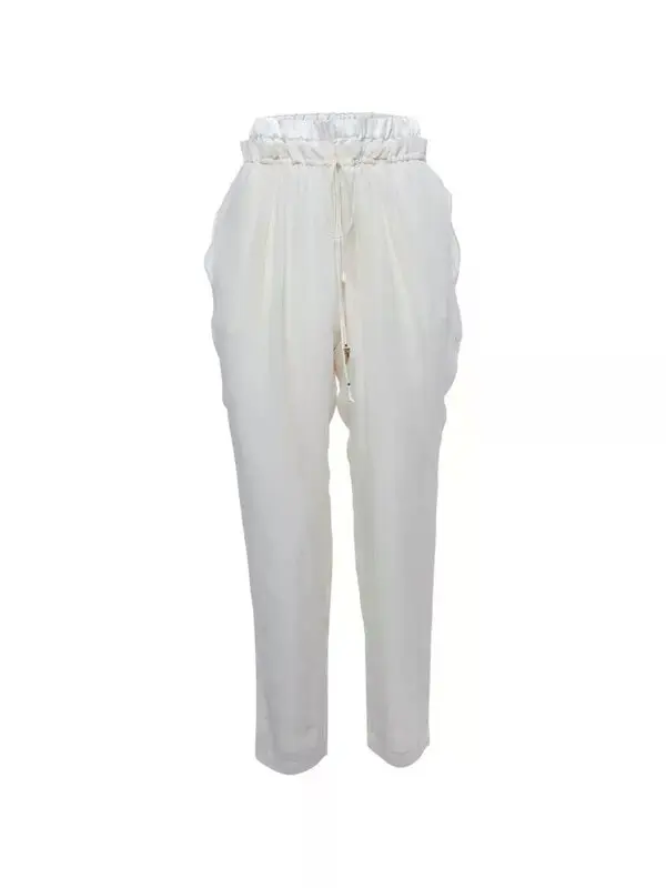 Roberto Cavalli Cream Chiffon Cropped Trousers