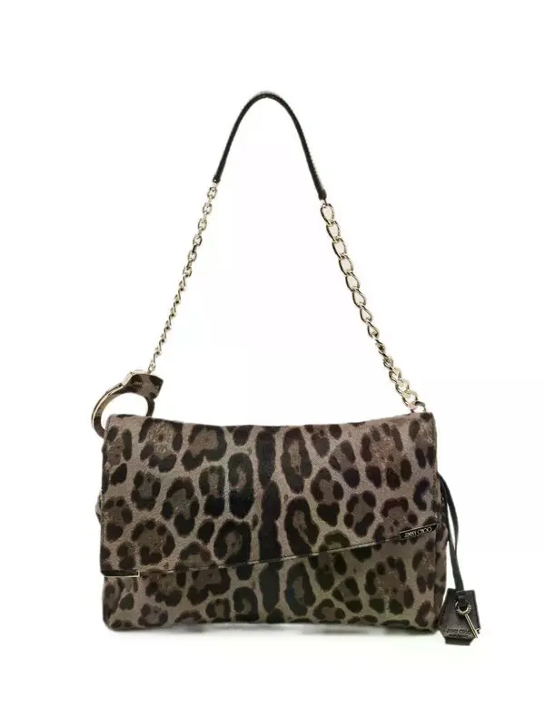 JIMMY CHOO Leopard Print Calf Hair Shoulder Bag - Grey