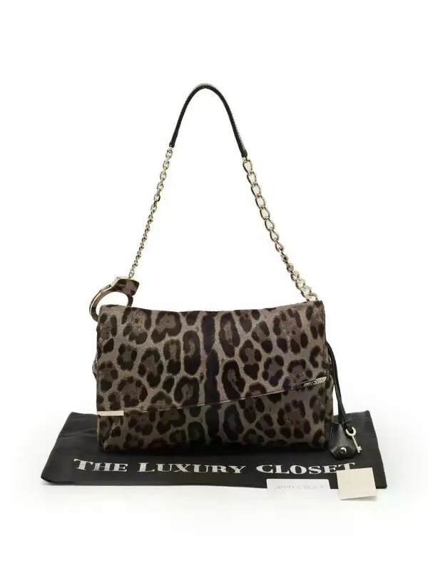 JIMMY CHOO Leopard Print Calf Hair Shoulder Bag - Grey
