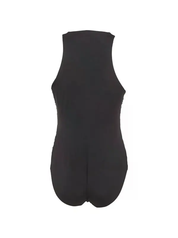 Elisabetta Franchi Black Stretch Knit Flocked Logo Bodysuit