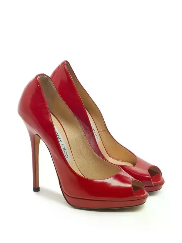 JIMMY CHOO Patent Leather Peep-toe Pumps