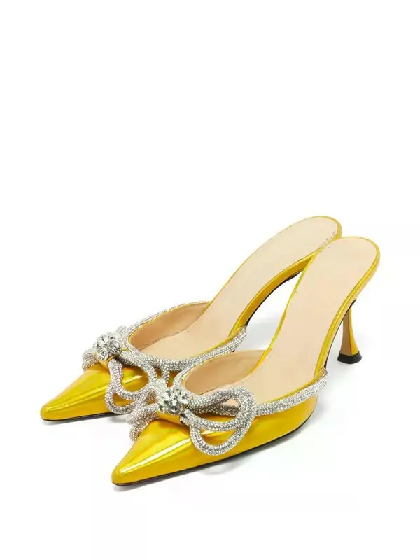 Mach & Mach Double Bow Patent Leather Mules