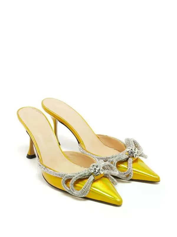 Mach & Mach Double Bow Patent Leather Mules
