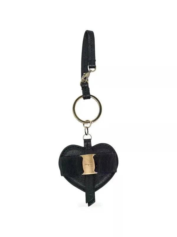 FERRAGAMO Heart Motif Keyring - Black