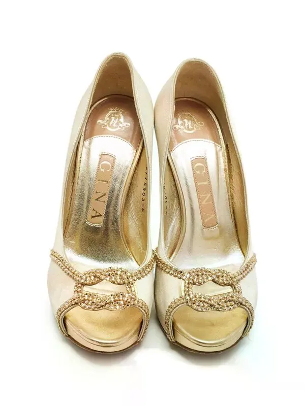 GINA Embellished Platform Pumps - Neutrals