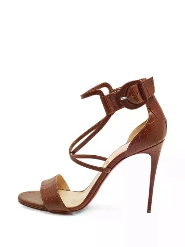 CHRISTIAN LOUBOUTIN Croc-embossed Leather High Stiletto Heel Sandals