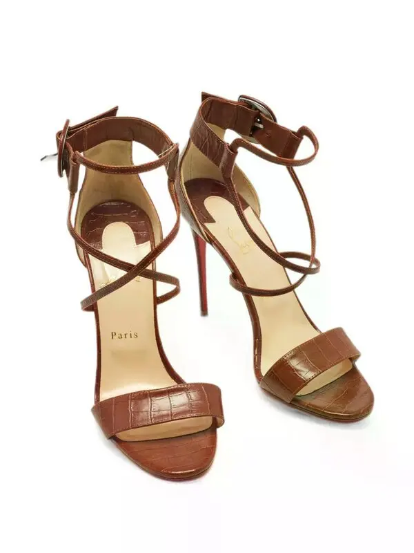 CHRISTIAN LOUBOUTIN Croc-embossed Leather High Stiletto Heel Sandals