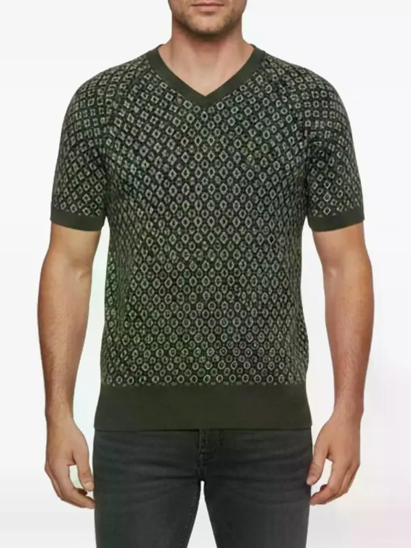 Emporio Armani Geometric Pattern V-neck Sweater