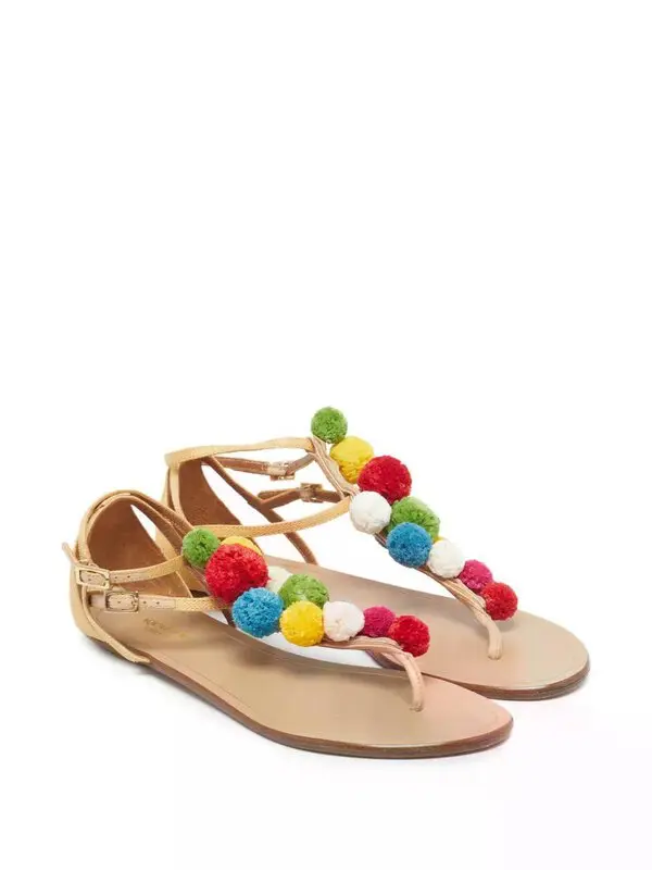 AQUAZZURA Tropicana Pom Pom Sandals - Neutrals
