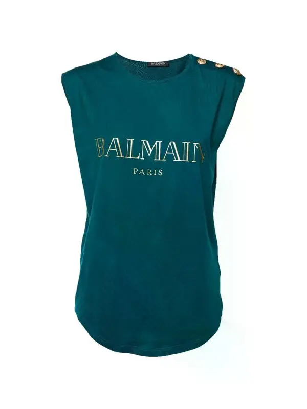 Balmain Logo Print Sleeveless Tank Top